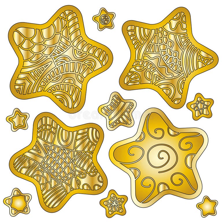 Golden Star Collection stock vector. Illustration of glossy - 62550748