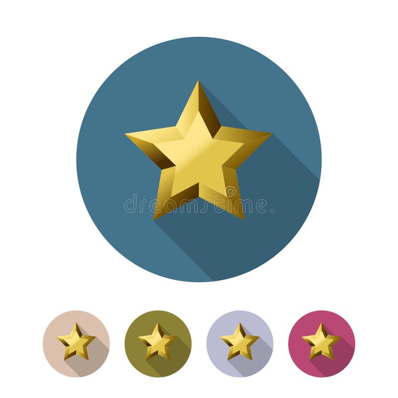 Golden Star Flat Icon Set. Vector Illustration. Stock Vector ...