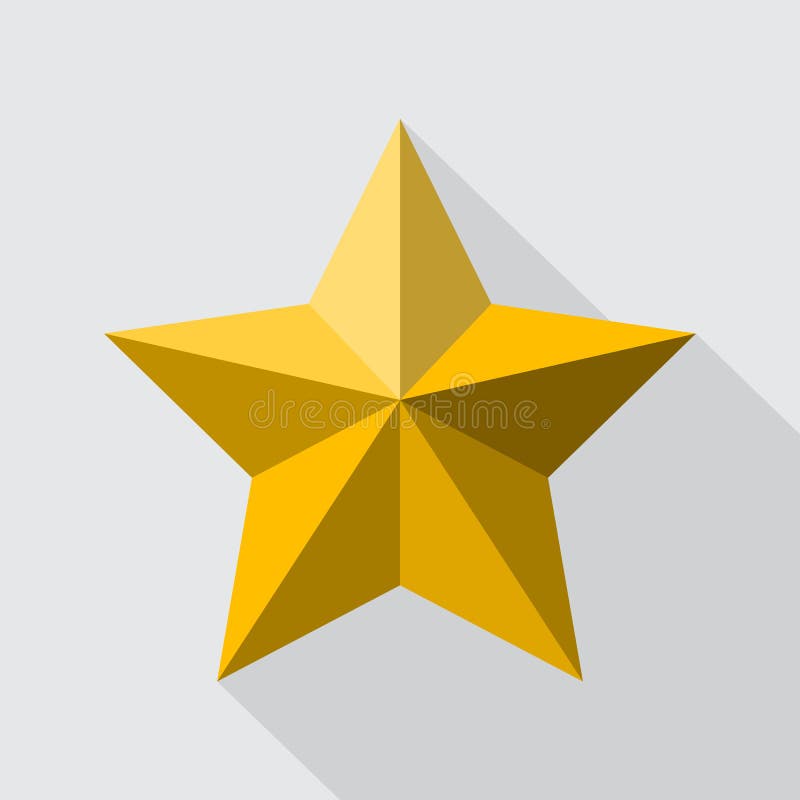 Golden star flat style stock illustration. Illustration of shape - 85141058