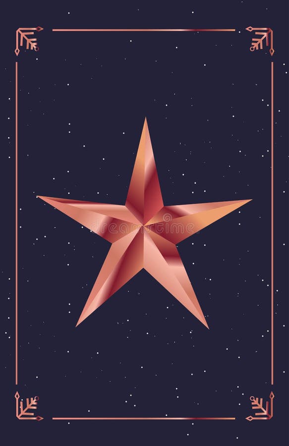 Golden Star Frame Decoration Dark Background Stock Vector ...