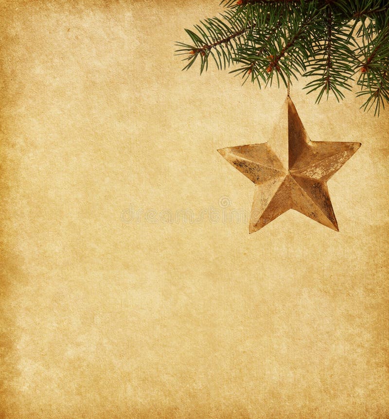 Golden Star Hanging on a Spruce Stock Image - Image of green, empty ...