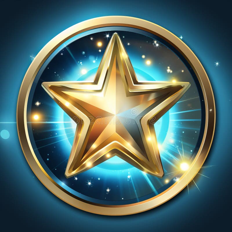 A Golden Star Icon on a Dark Blue Background Stock Image - Image of ...