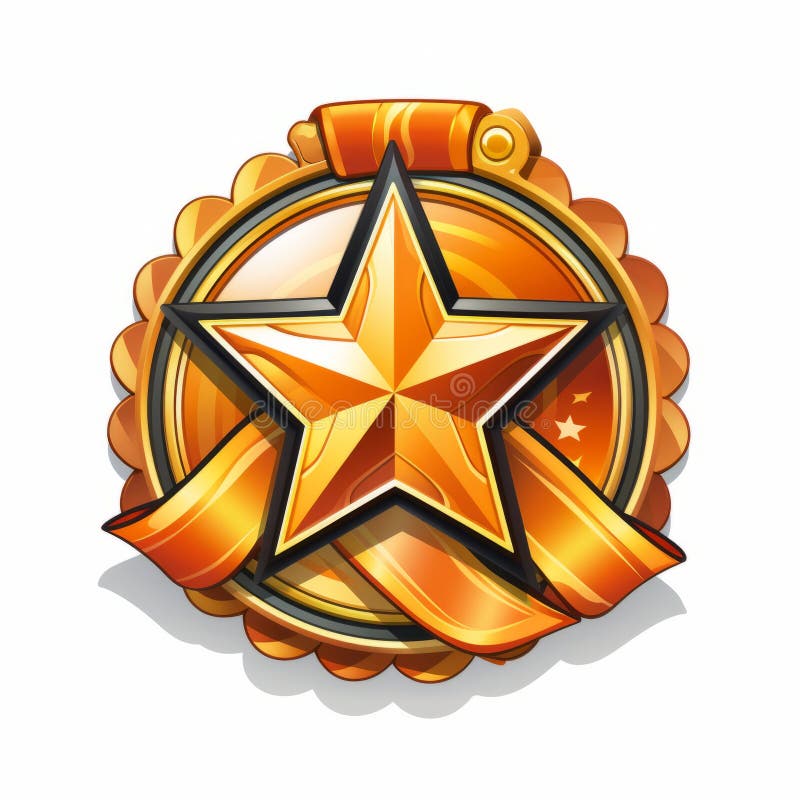 A Golden Star Medal on a White Background Stock Illustration ...