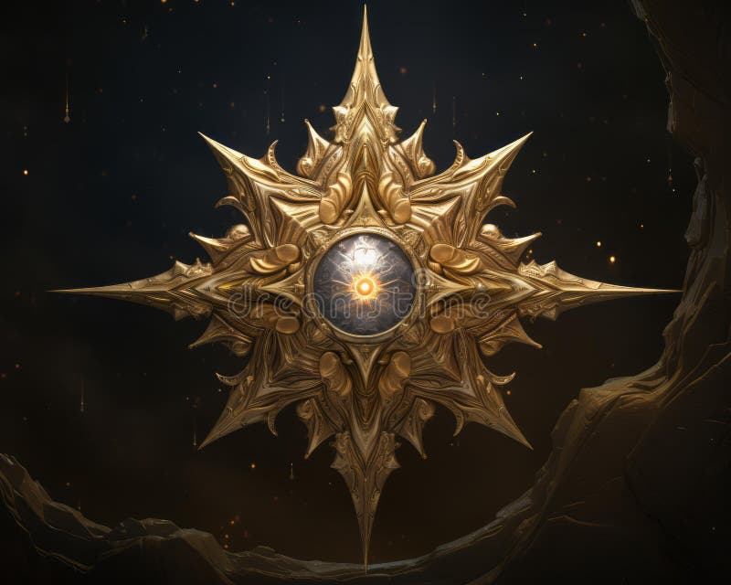 The Golden Star in the Middle of a Dark Background Stock Illustration ...