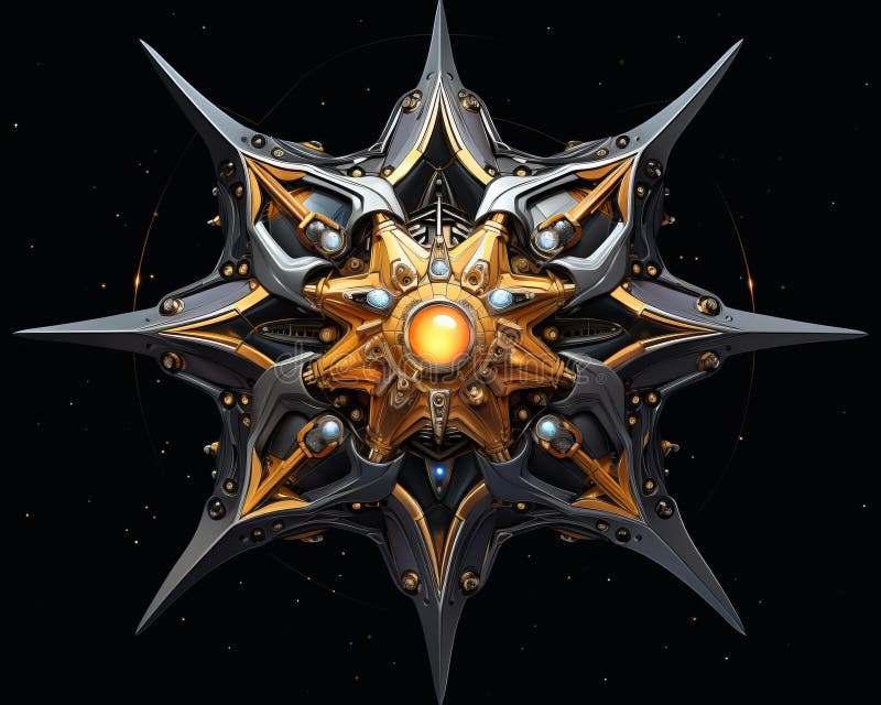 A Golden Star with an Orange Center on a Black Background Stock Photo ...