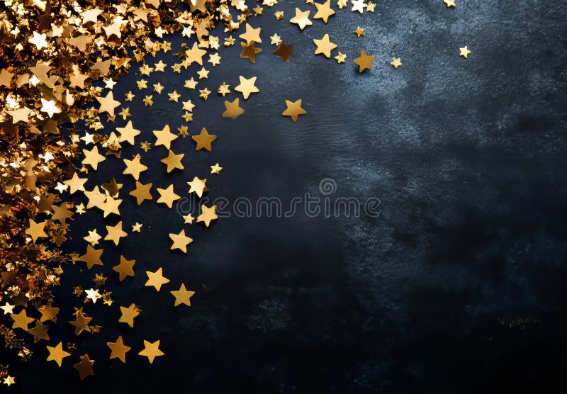 A Golden Star Pattern on a Black Backdrop. Stock Image - Image of metal ...