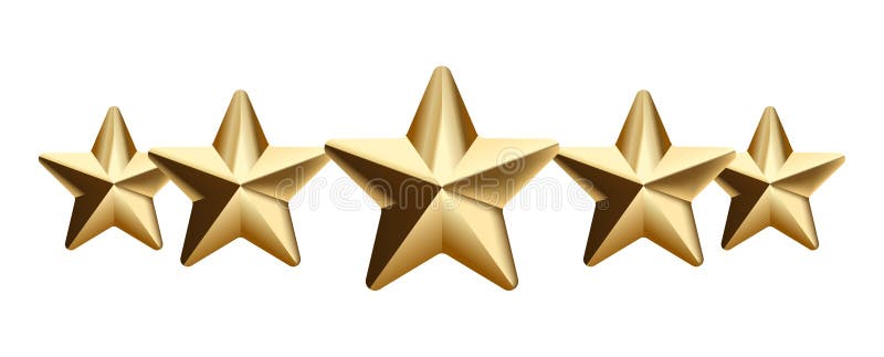 Golden Star Rating Realistic Vector Set. Stock Vector - Illustration of ...