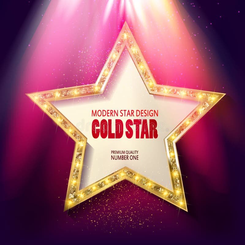 Golden Star in the Rays of Bright Light. Stock Vector - Illustration of ...