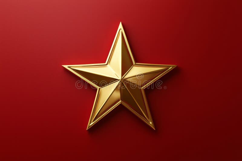 Golden Star on Red Background with Lighting Effect. Neural Network AI ...