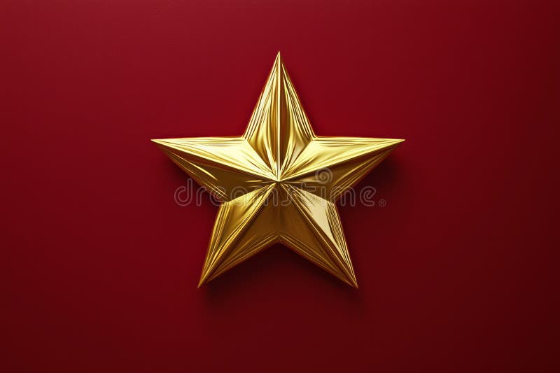 Golden Star on Red Background with Lighting Effect. Neural Network AI ...