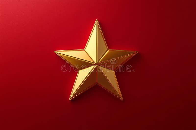 Golden Star on Red Background with Lighting Effect. Neural Network AI ...