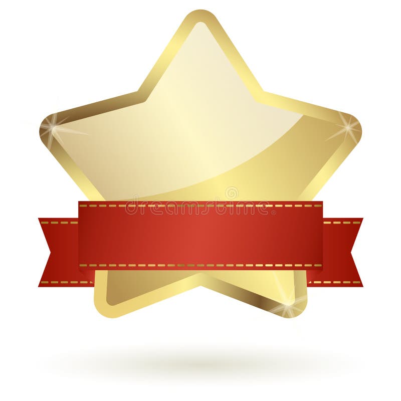 Golden Star with Red Banner Stock Vector - Illustration of banner, gold ...