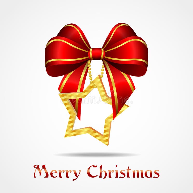 Golden Star with Red Ribbon Stock Vector - Illustration of hanging ...