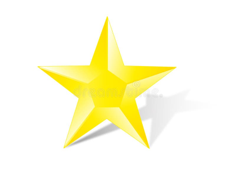 Golden star with shadow stock illustration. Illustration of white ...
