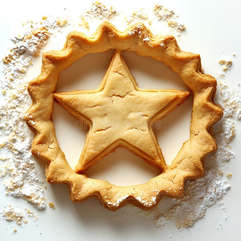 A Golden Starshaped Cookie Inside a Circle Cookie Stock Illustration ...