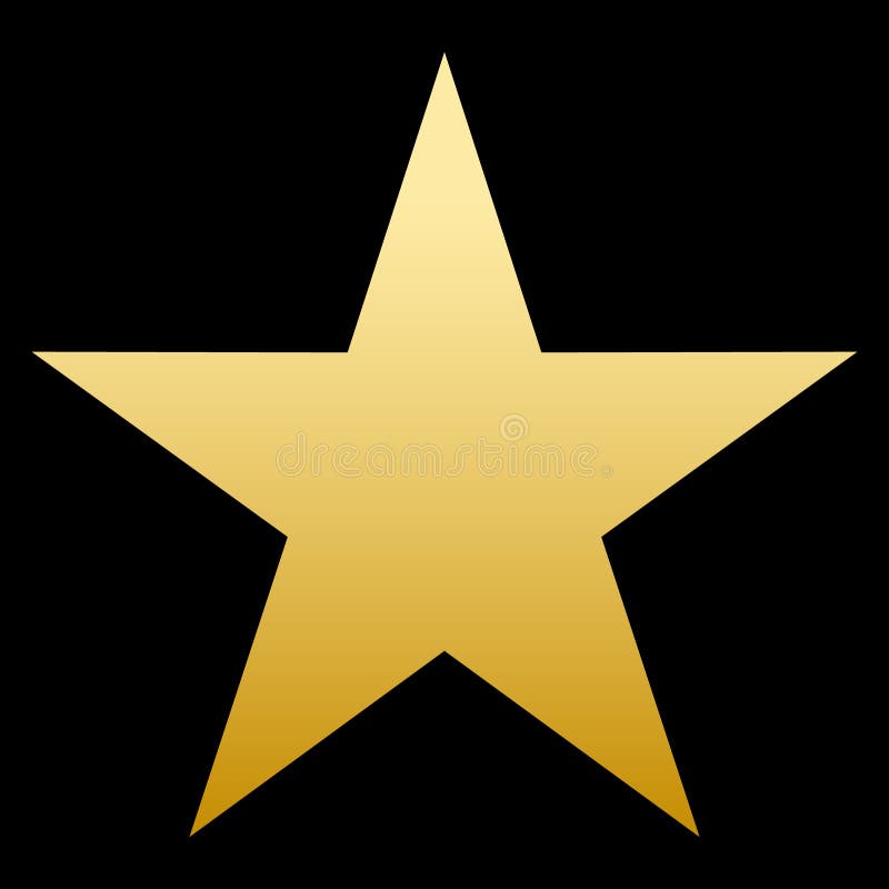 Golden Star. Simple Form. Black Background. Illustration Stock ...