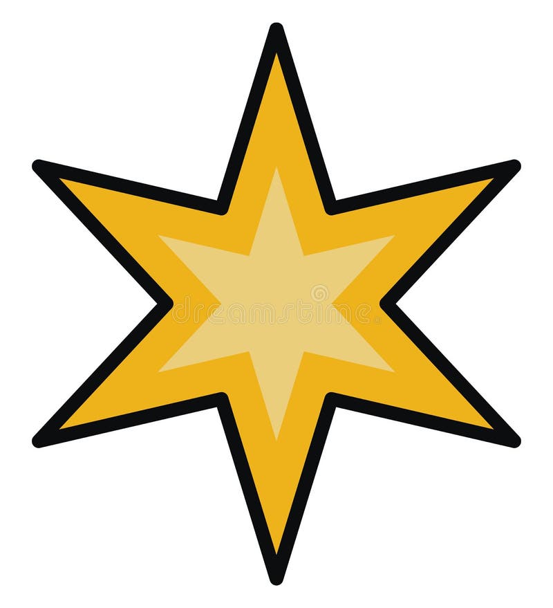 Golden Star with Six Rays, Icon Stock Vector - Illustration of ...