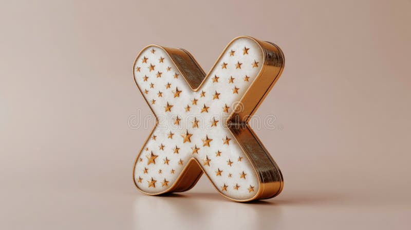 Golden Star-studded X-shaped Object on Beige Background Stock ...