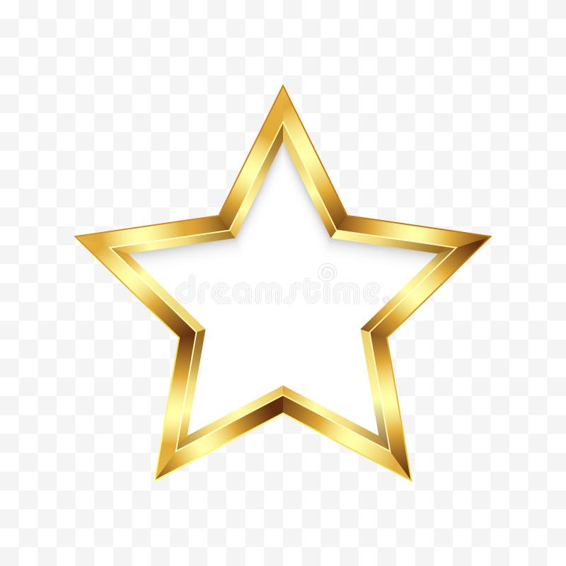 Golden Star on a Transparent Background. Realistic Vector Star Shape ...