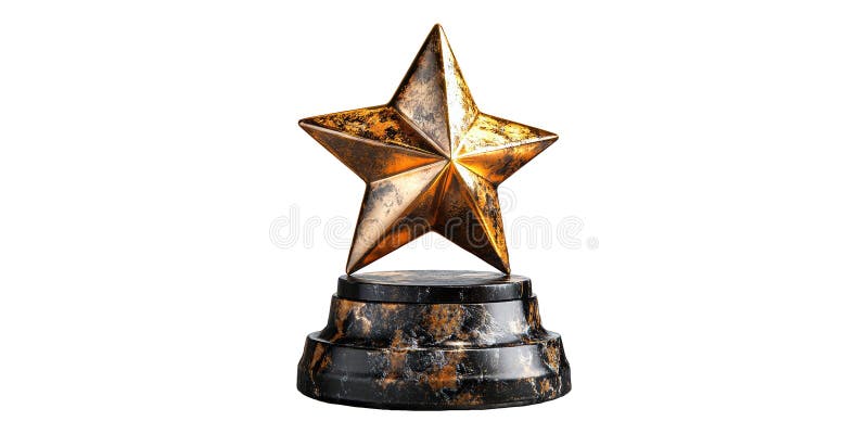 Golden Star Trophy on Marble Base Isolated on Transparent Background ...