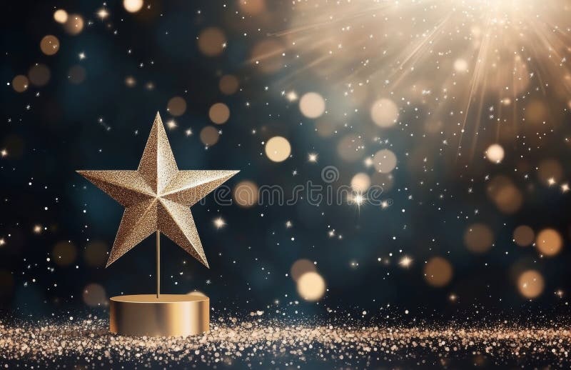 Golden Star Trophy Surrounded by Shimmering Lights and Sparkles in a ...