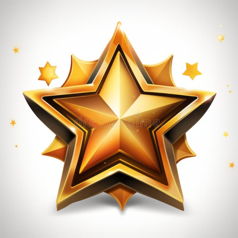 Golden Star Award Trophy Isolated on White Background Vector ...