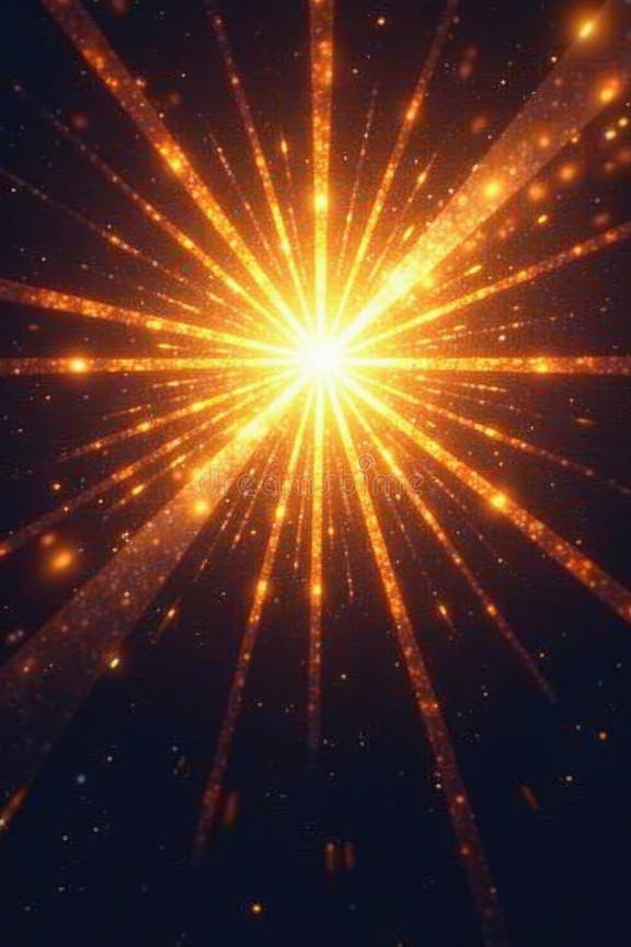 Golden Starburst, Radiant Light Rays Exploding Outwards, Illustration ...