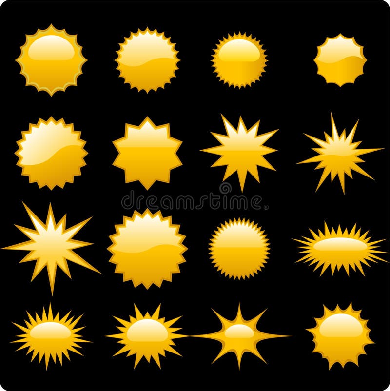 Golden starburst set stock vector. Illustration of illustration - 15535989