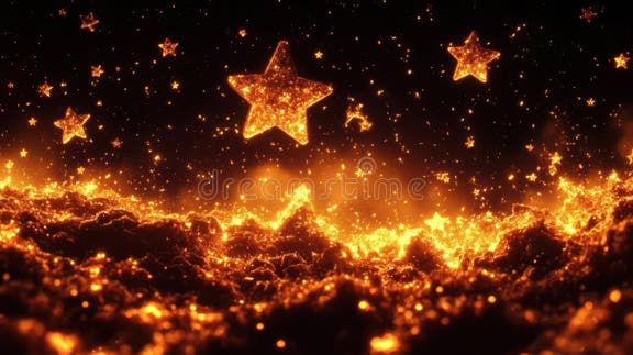 Golden Starry Night Sparkle Stock Image - Image of radiant, design ...