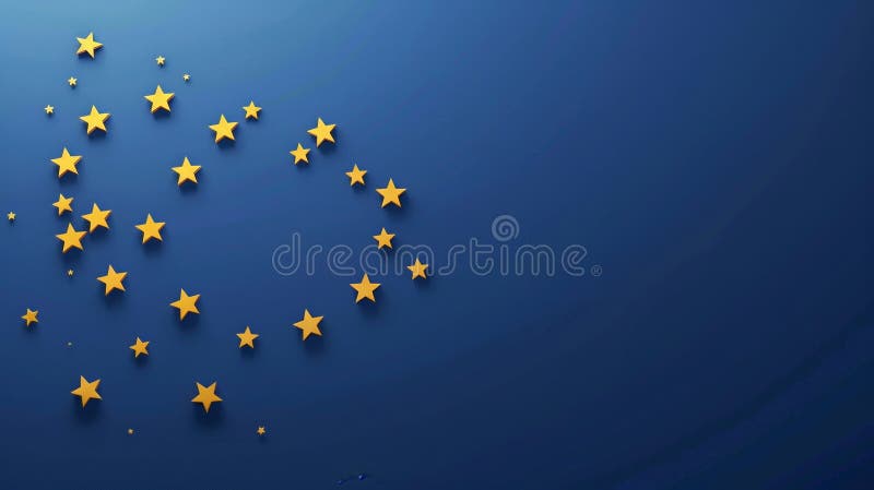 Golden Stars Arranged in a Loose Circular Pattern on a Deep Blue ...