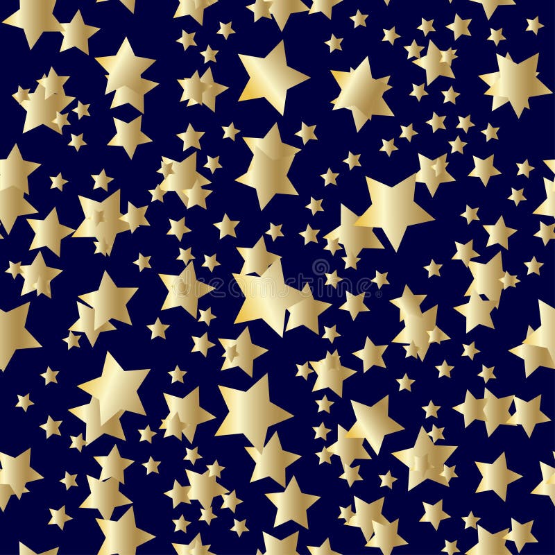 Golden Stars Background. Night Sky Seamless Pattern Stock Vector ...