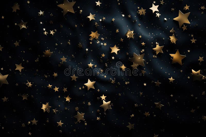 Golden Stars Are On A Black Background Stock Illustration
