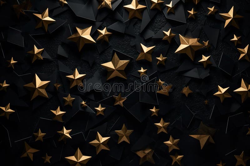 Golden Stars Are On A Black Background Stock Illustration