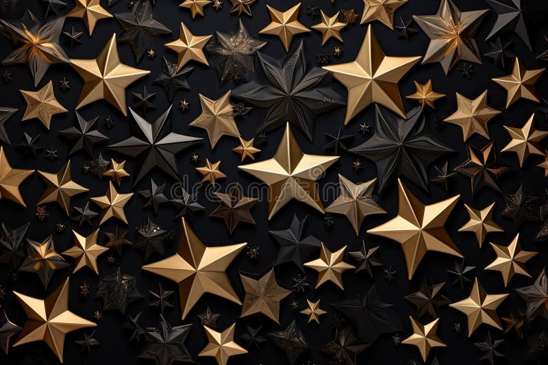 Golden Stars Are On A Black Background Stock Illustration