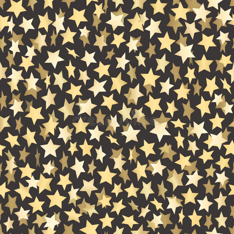 Golden Stars on Dark. Abstract Seamless Backgrond Stock Vector ...