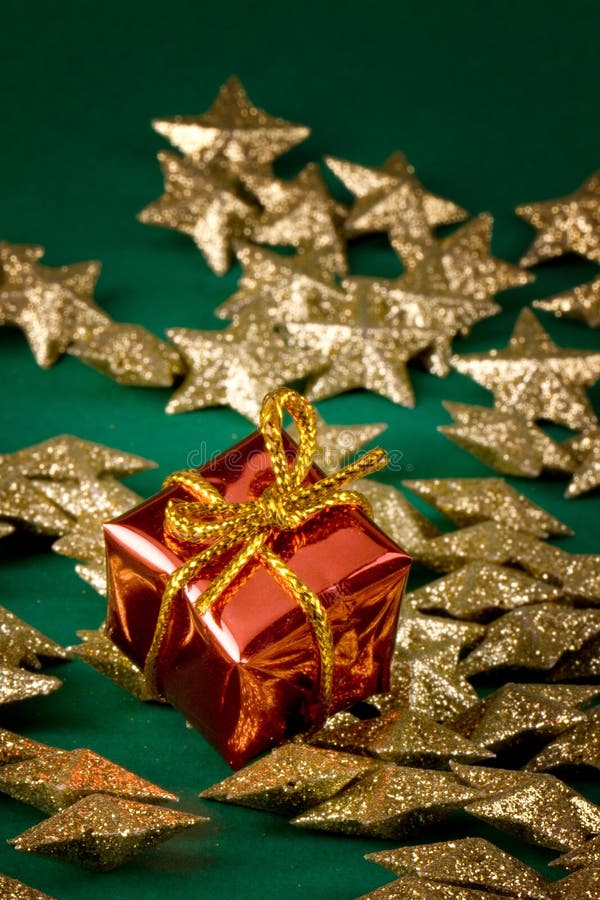 Golden stars and gift stock image. Image of winter, xmas - 11838871