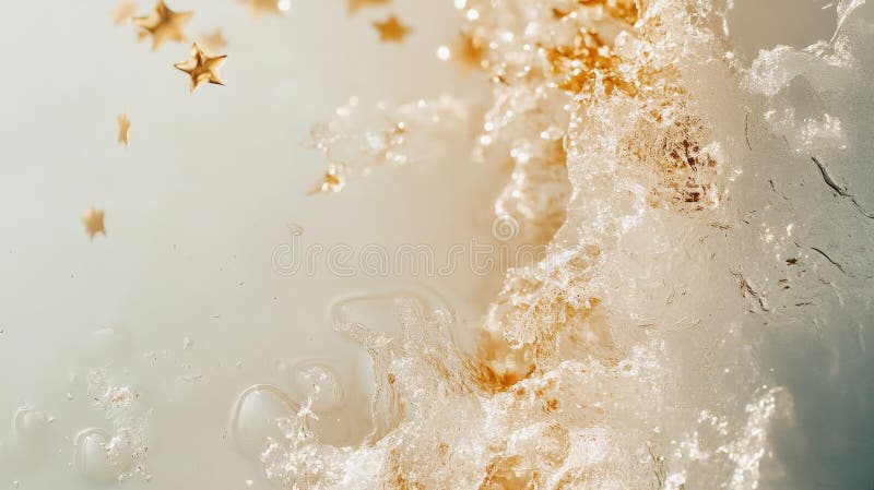 Golden Stars and Ice Abstract: a Play of Light and Texture Stock Photo ...