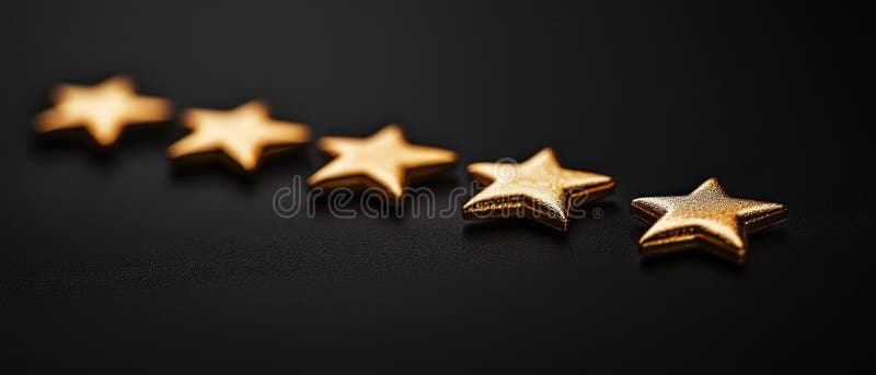 Golden Stars in a Row on Black Background Stock Illustration ...