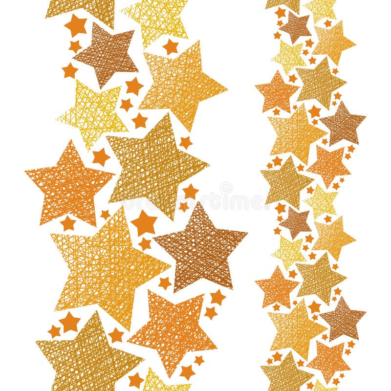 Golden Stars Seamless Pattern, Vertical Composition, Vector Repeating ...