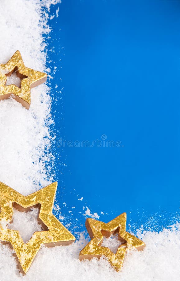 Golden Stars on Snowy Background Stock Image - Image of space, seasonal ...