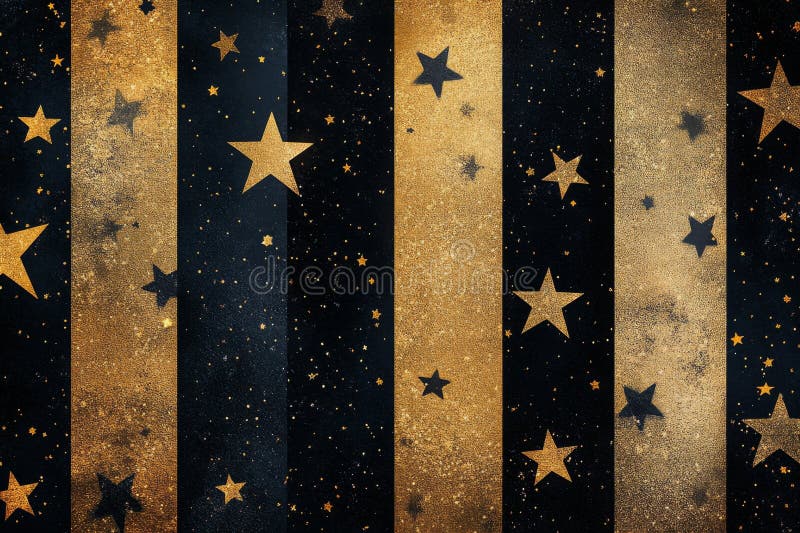 Golden Stars and Sparkles Create a Festive Atmosphere in a Dark ...