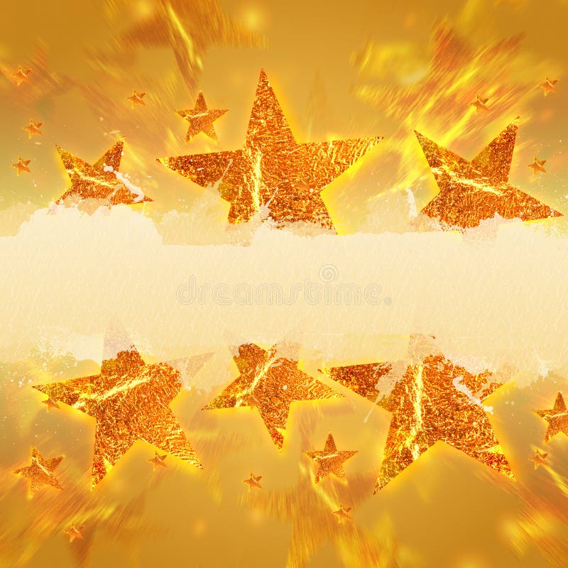 Golden Stars with Text Space Stock Illustration - Illustration of night ...