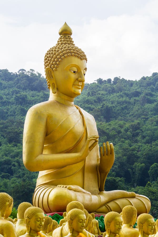 Golden Statue of Buddhist Saint and Buddha Stock Image - Image of ...