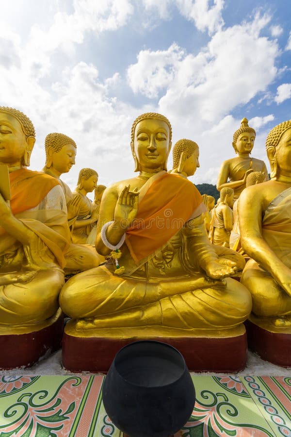 Golden Statue of Buddhist Saint Stock Image - Image of asian, golden ...