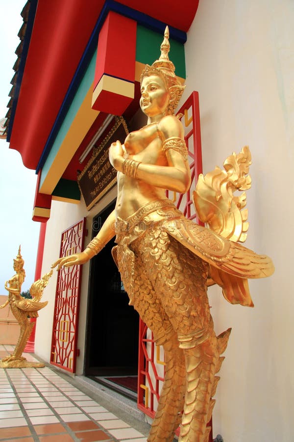 Golden Statues of a Kinnari Stock Image - Image of design, asia: 22059023