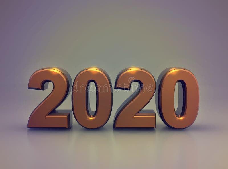 Golden Steel Number 2020, 3d Rendering Stock Illustration ...