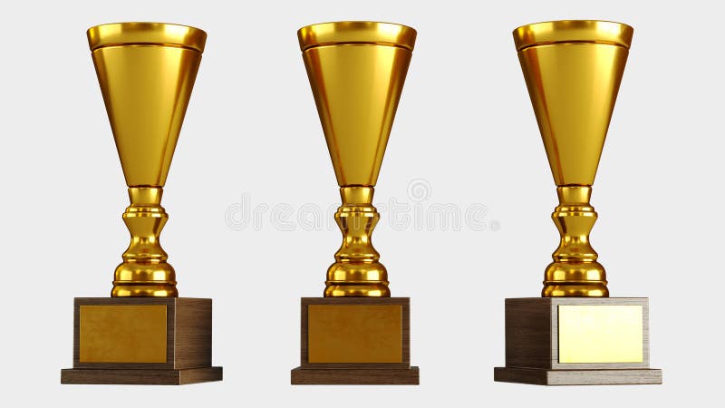 Golden Steel Trophy Isolated on White Background Stock Illustration ...