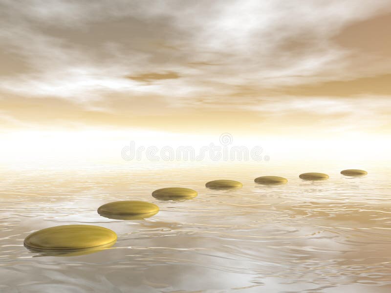 Golden steps - 3D render stock illustration. Illustration of brown ...