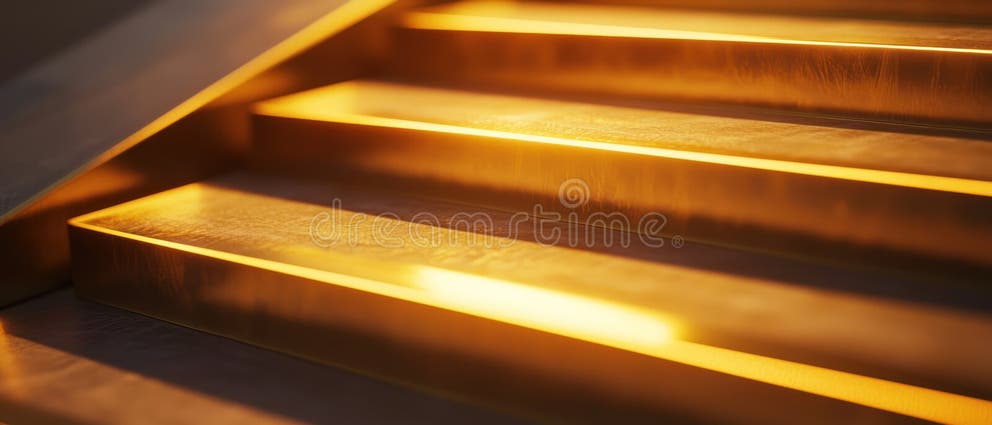 Golden Steps Illuminated by Warm Light Create Stunning Visual Effect ...