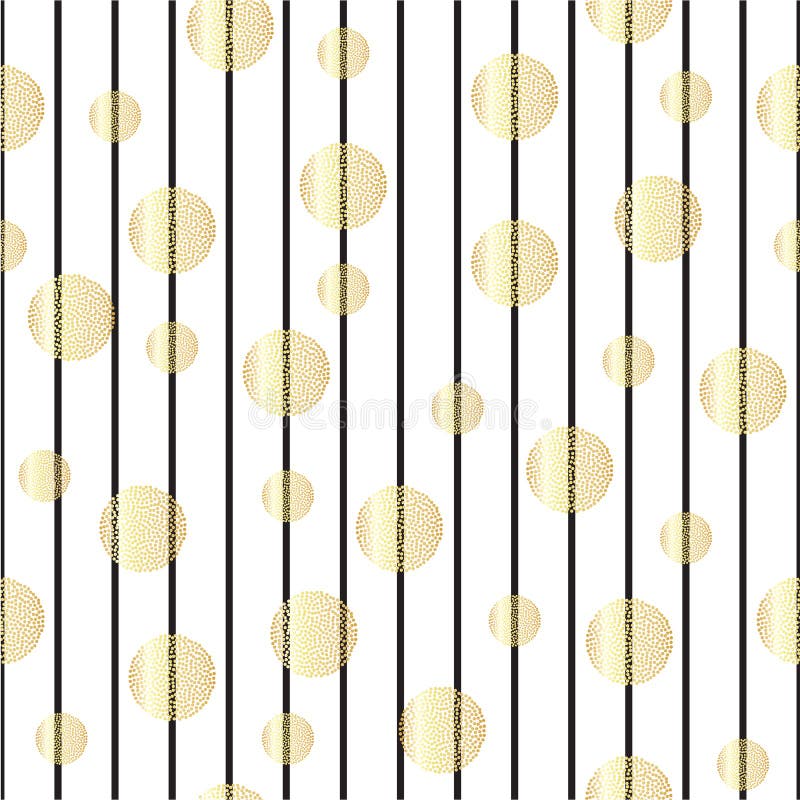 Golden Stipple Circles and Stripes Seamless Pattern Stock Vector ...
